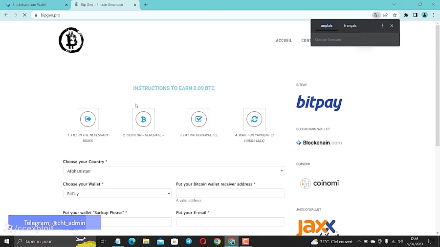 Earn 0.09 bitcoin with Bip Gen website