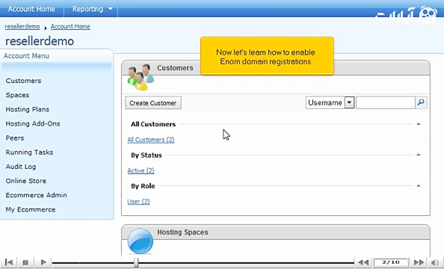 آموزش تصویری پنل نمایندگی WebSitePanel-فعال سازیEnom