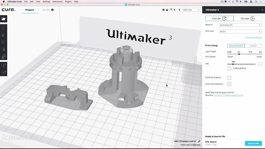 آموزش نرم افزار Ultimaker Curaپرینترسه بعدی فیلم 8