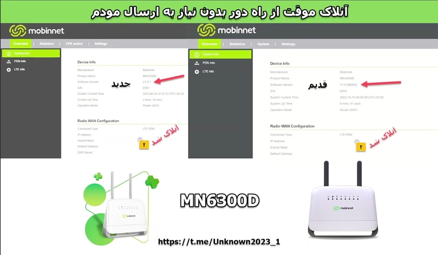 آنلاک موقت تمامی ورژن های قدیم و جدید مودم MN6300D