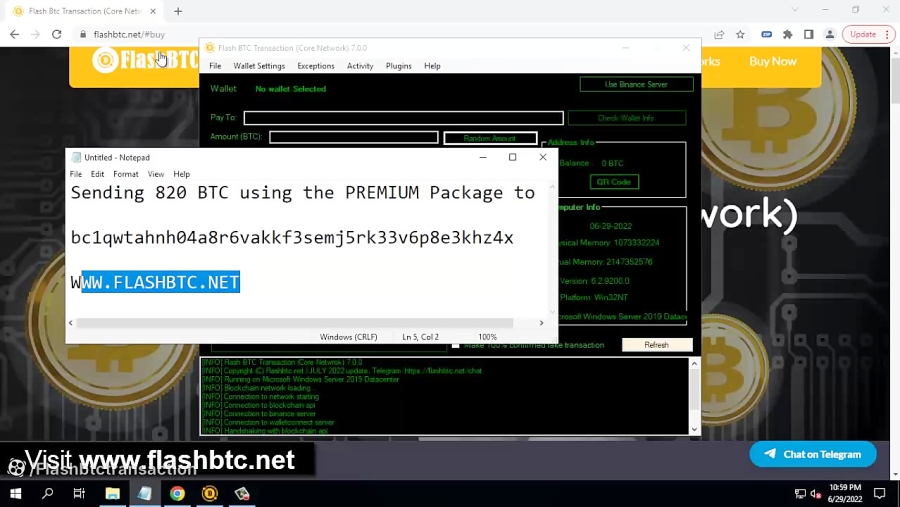 Sending 820 BTC using Flash Btc transaction Premium License