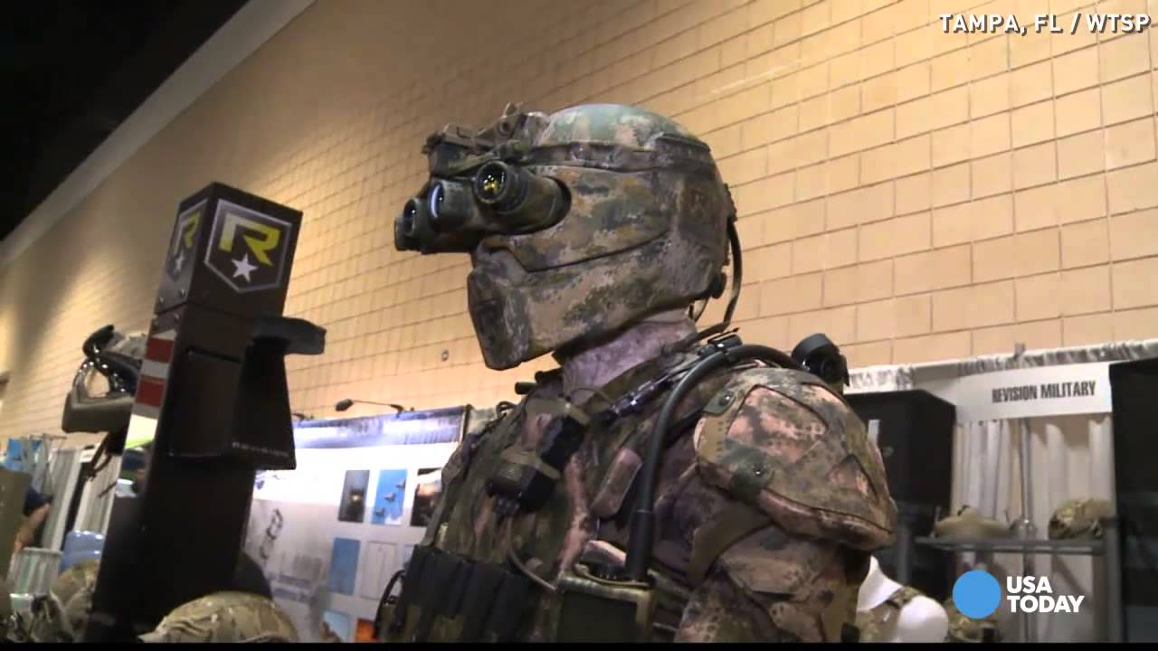 Military suit with suspended armor, computer makes debut