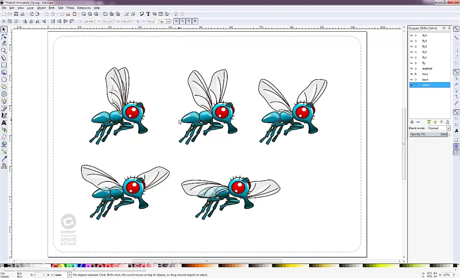 Animate a flying insect (wing motion) in Inkscape