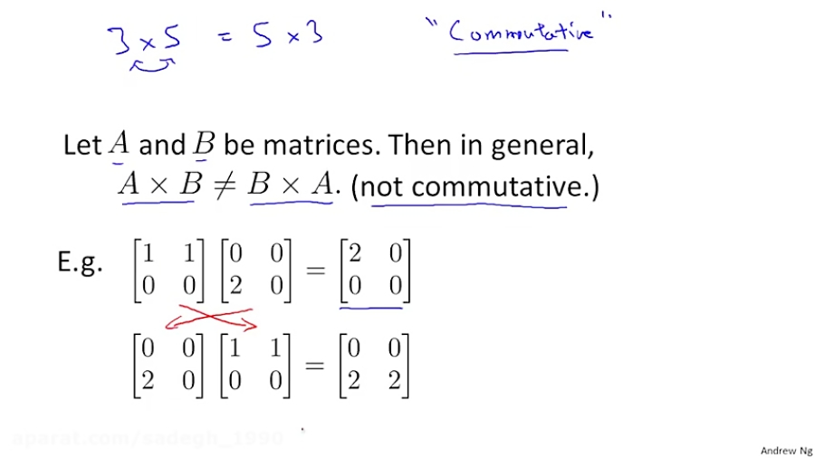 Machine learning W1 17 Matrix Multiplication Properties