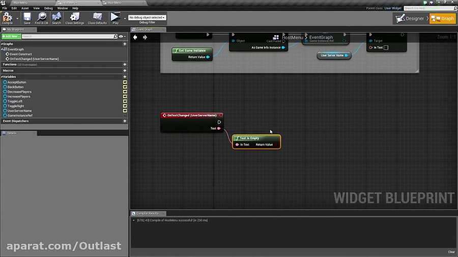 Blueprint Multiplayer Host Menu Graph 07 V411 Tutorial Series Unreal Engine 0279