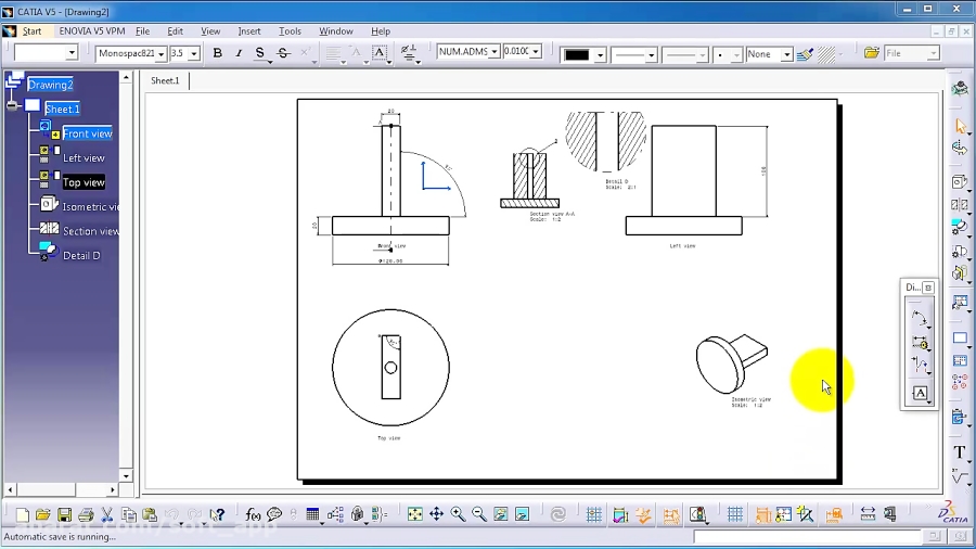 105 CATIA drawing Tutorial: Radius Dimensioning