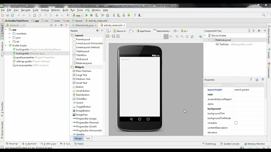 Android Studio Tutorial - 62 - Custom Background for Action Bar
