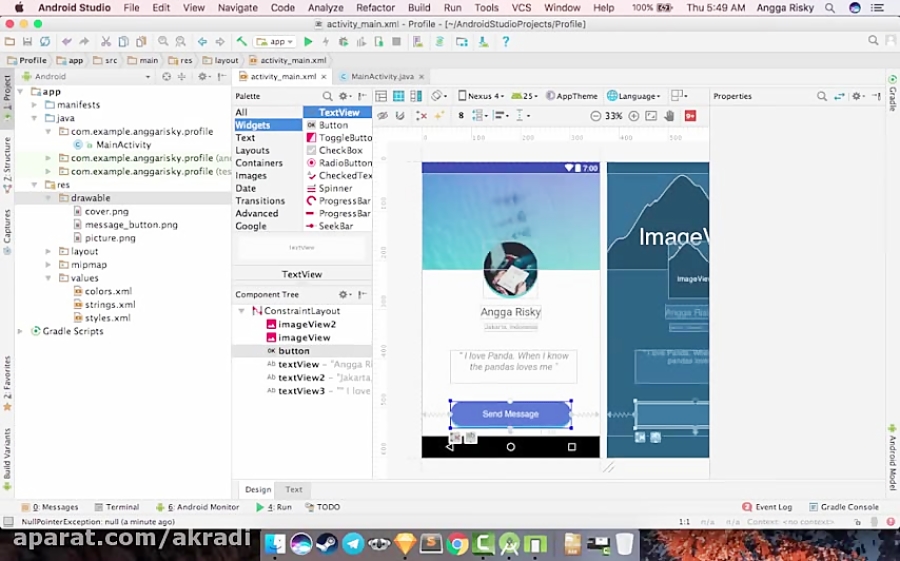Profile UI Design to Android Studio Tutorial