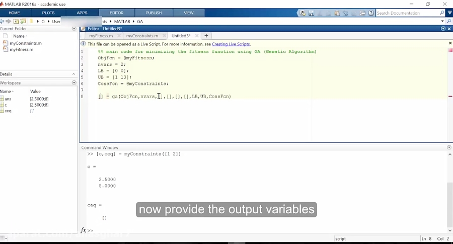 Constrained Optimization with Genetic Algorithm - A MATLAB Tutorial for ...