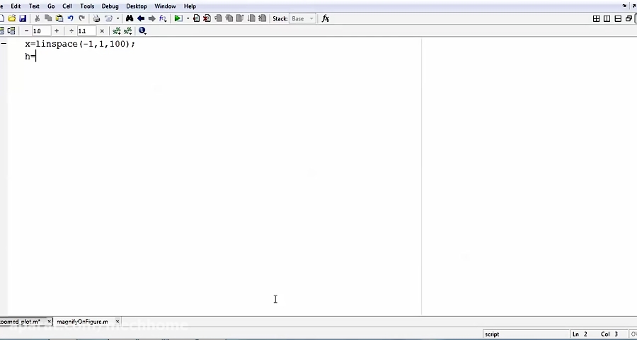 Zoomed plot in same figure (magnify on figure) MATLAB: Lecture-3(a)