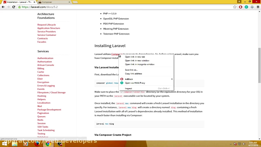 Installing Laravel 5.2 on windows with WAMP using Composer 2016 - Easiest way!