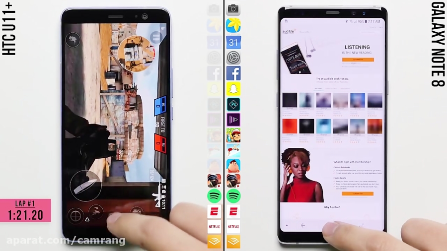 مقایسه سرعت HTC U11 Plus با Samsung Galaxy Note8
