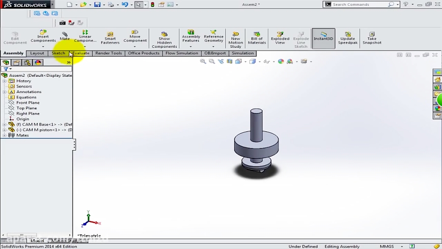 solidworks motion study tutorial | Cam and Follower with Animation