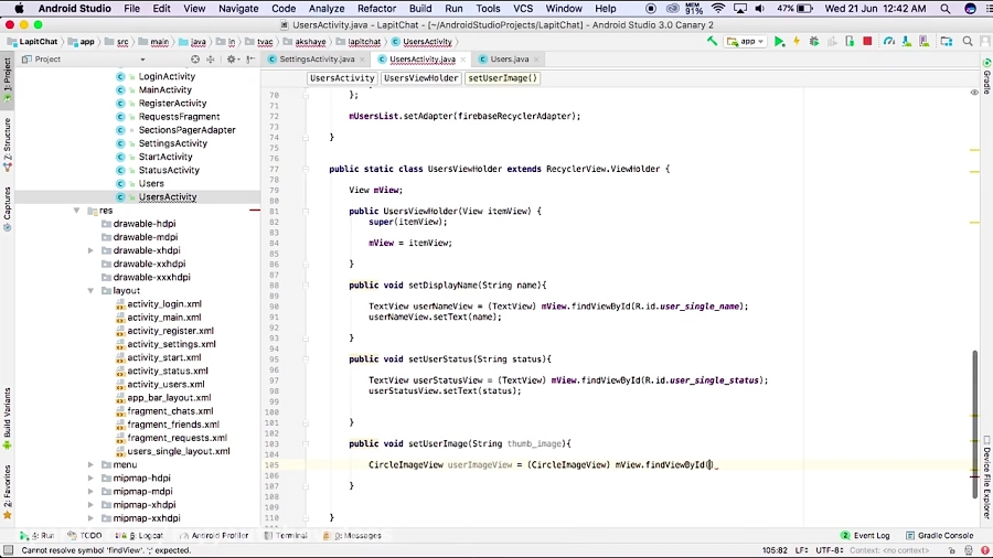 Lapit Chat App - Finishing All Users - Firebase Tutorials - Part 16 | Android Studio