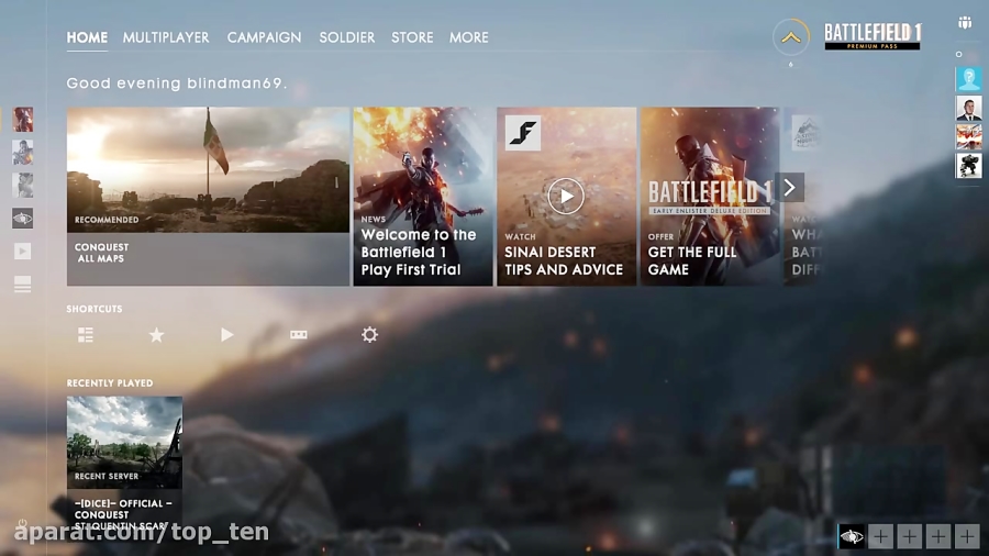 Battlefield 1 - Menu System