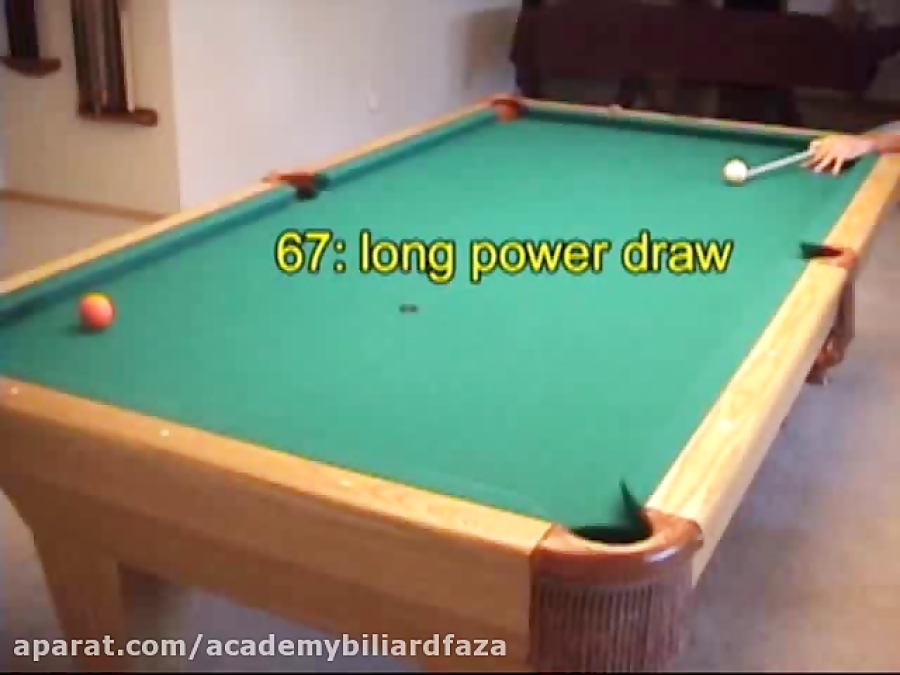 Pool and billiards power draw (backspin, screw-