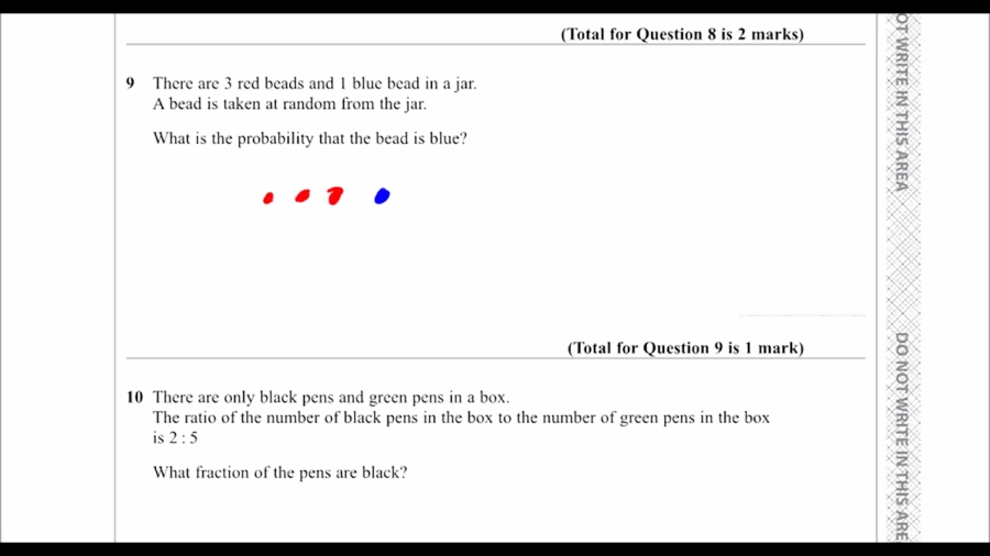 Edexcel Sample Paper 1F Question 9 - Probability